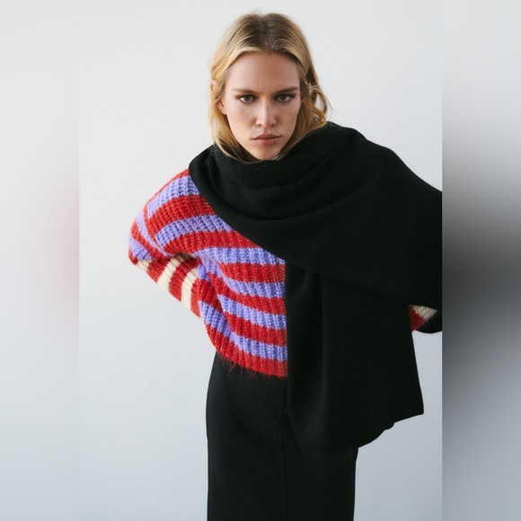 Zara | Accessories | Nwt Zara Black Soft Knit Scarf 66 X 24 | Poshmark